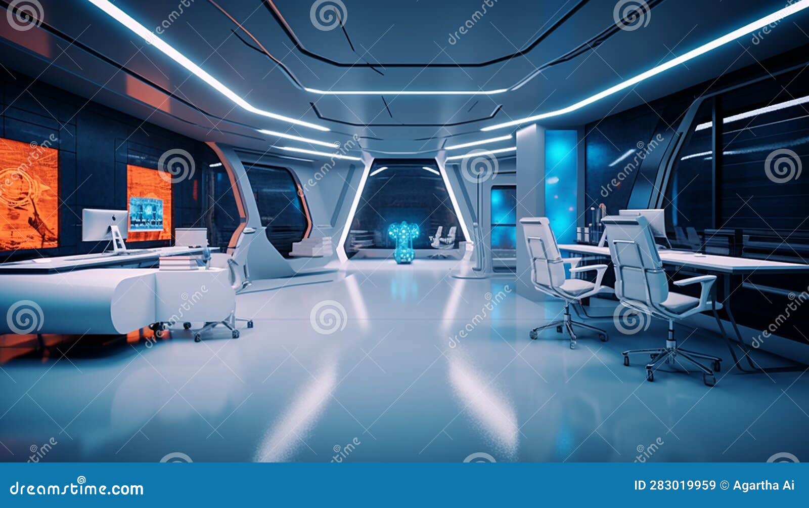 Minimalistic Futuristic Office Design with Simple Concept Created with ...
