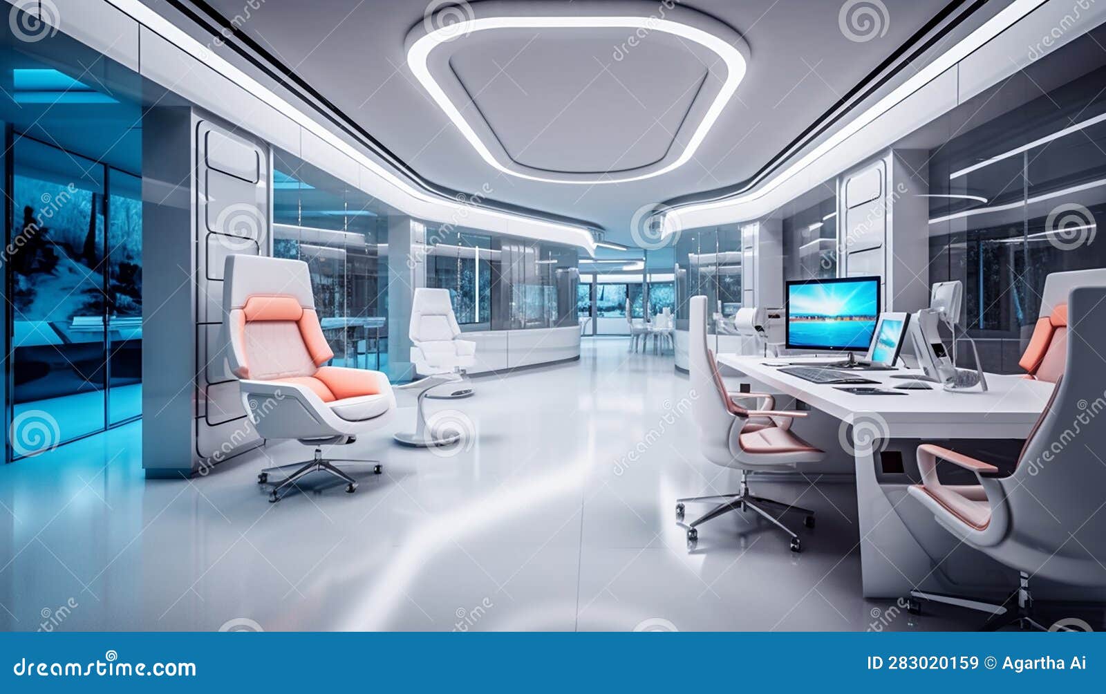 Minimalistic Futuristic Office Design with Simple Concept Created with ...