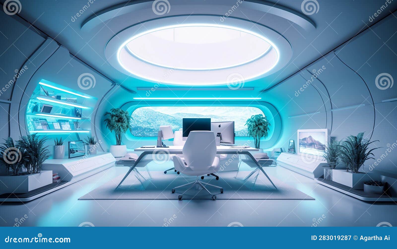 Minimalistic Futuristic Office Design with Simple Concept Created with ...