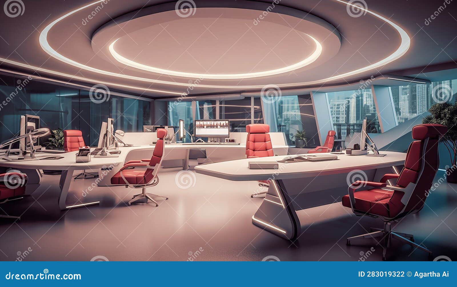 Minimalistic Futuristic Office Design with Simple Concept Created with ...