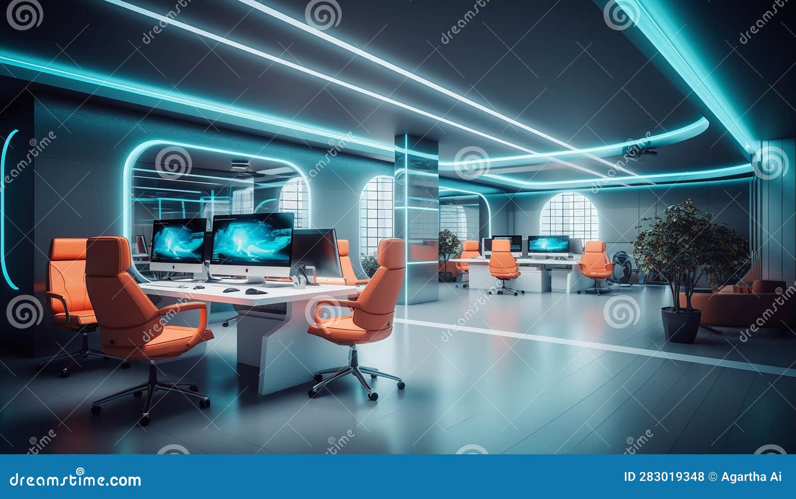 Minimalistic Futuristic Office Design with Simple Concept Created with ...