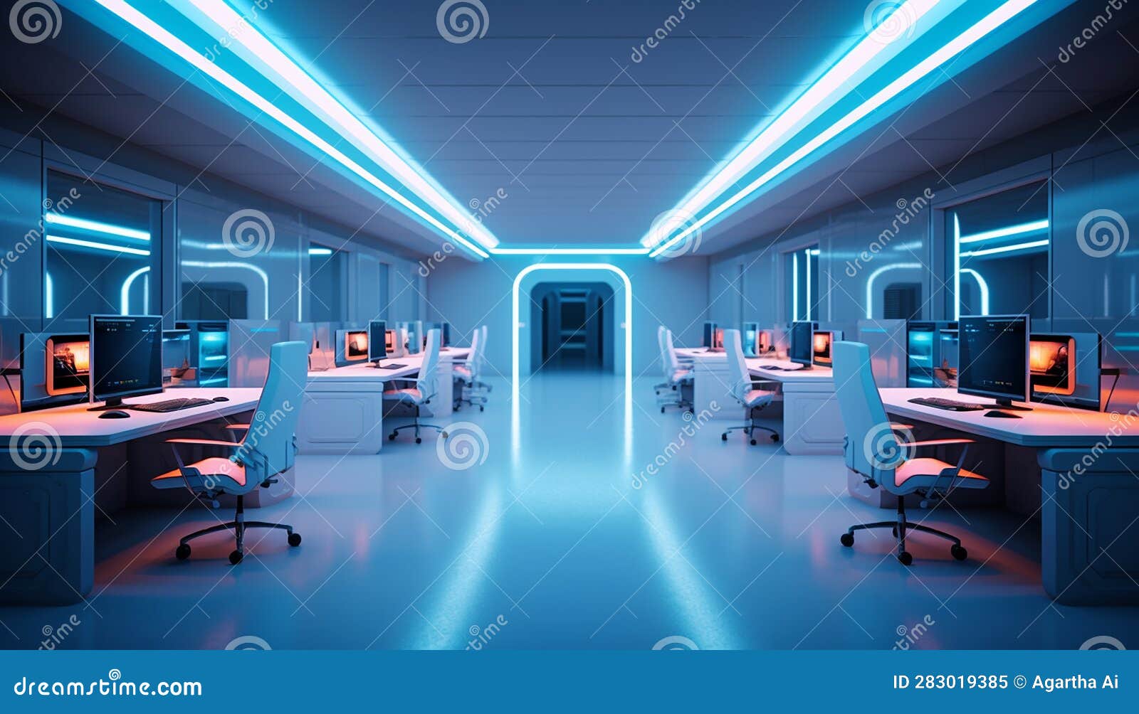Minimalistic Futuristic Office Design with Simple Concept Created with ...