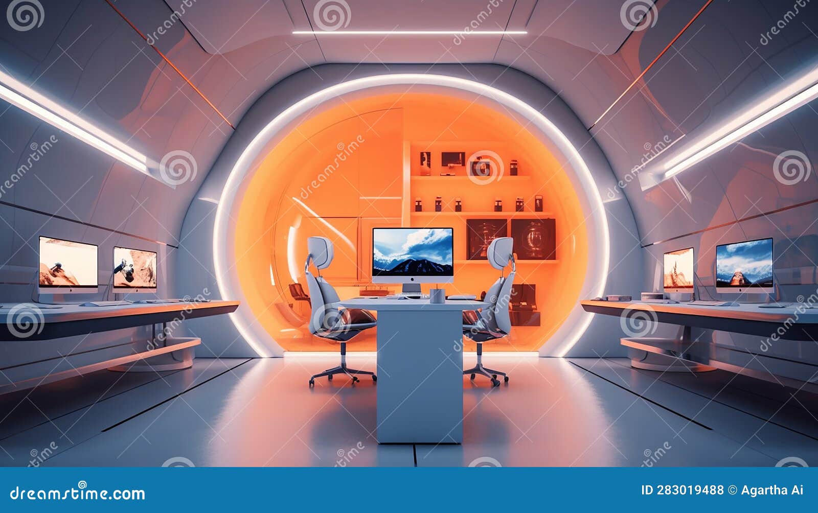 Minimalistic Futuristic Office Design with Simple Concept Created with ...
