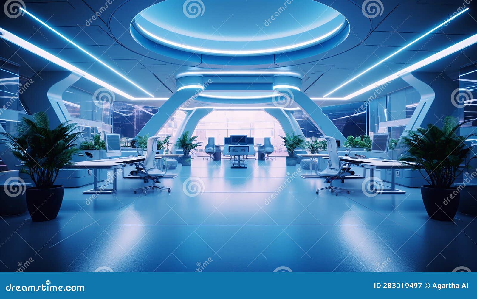 Minimalistic Futuristic Office Design with Simple Concept Created with ...