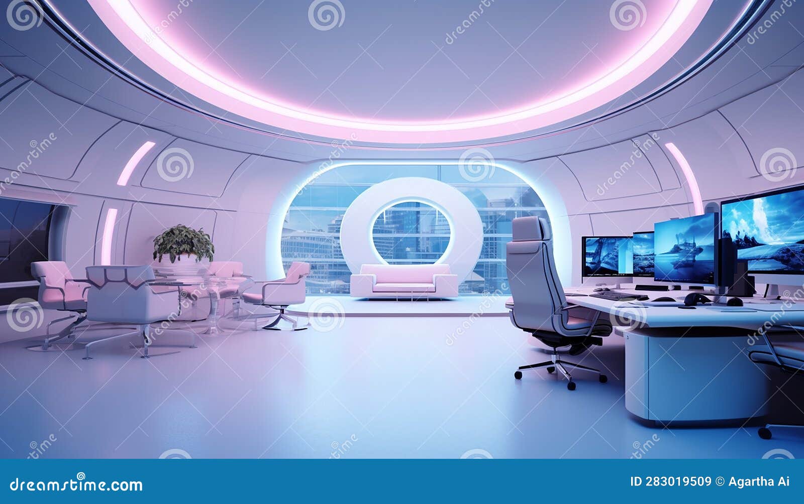 Minimalistic Futuristic Office Design with Simple Concept Created with ...
