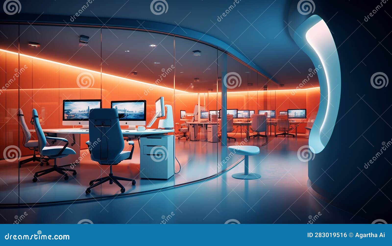 Minimalistic Futuristic Office Design with Simple Concept Created with ...