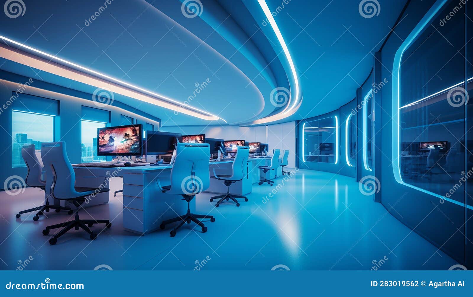 Minimalistic Futuristic Office Design with Simple Concept Created with ...