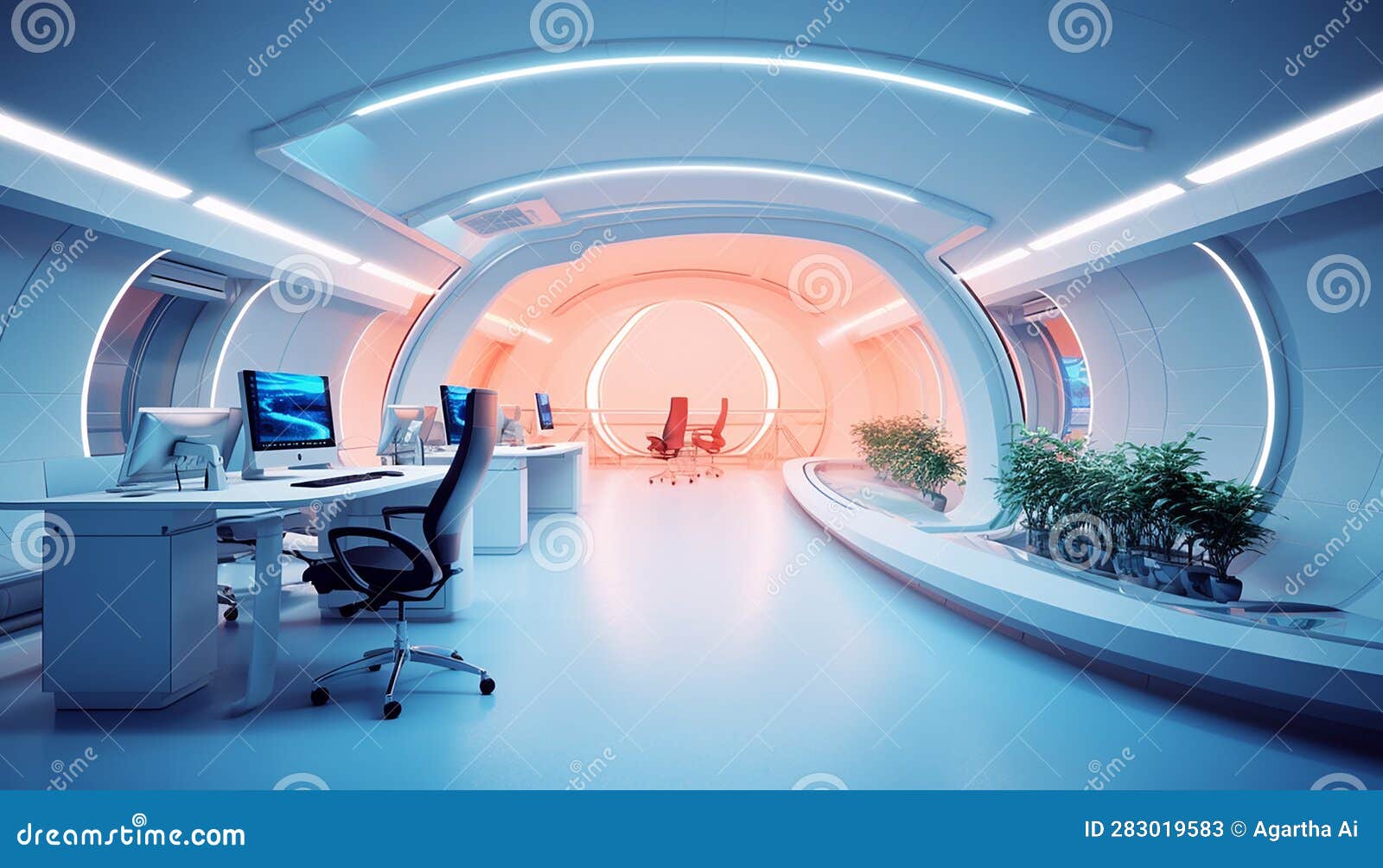 Minimalistic Futuristic Office Design with Simple Concept Created with ...