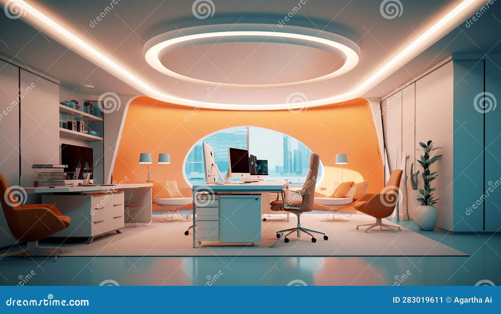 Minimalistic Futuristic Office Design with Simple Concept Created with ...