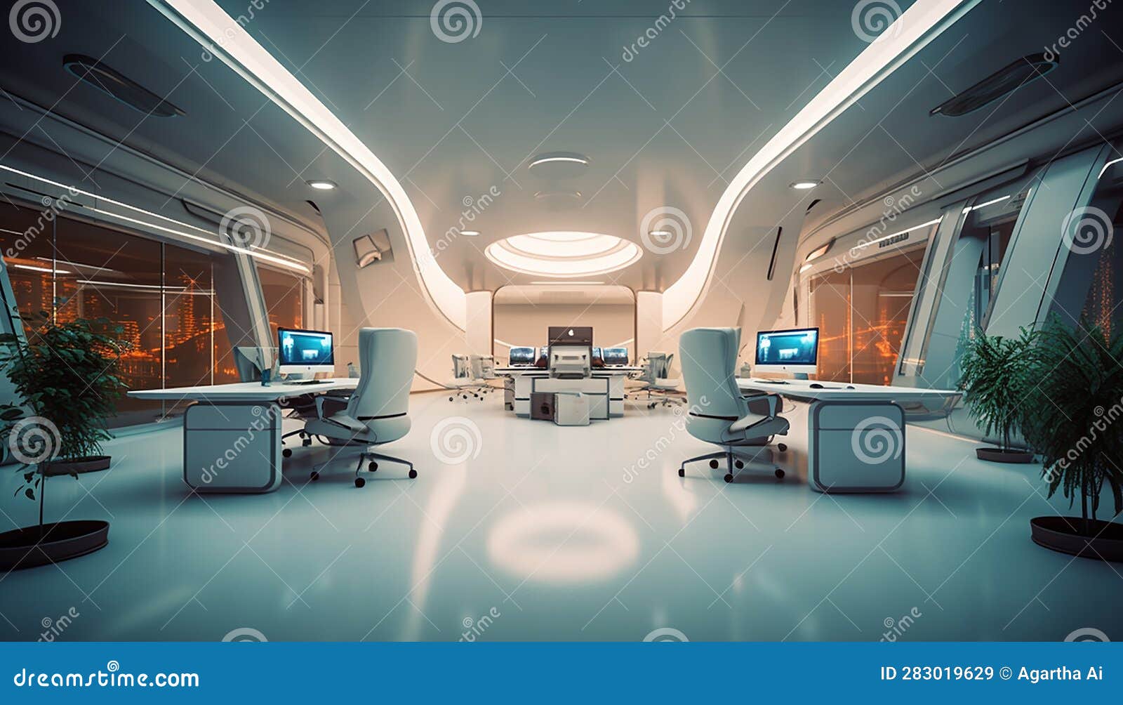 Minimalistic Futuristic Office Design with Simple Concept Created with ...