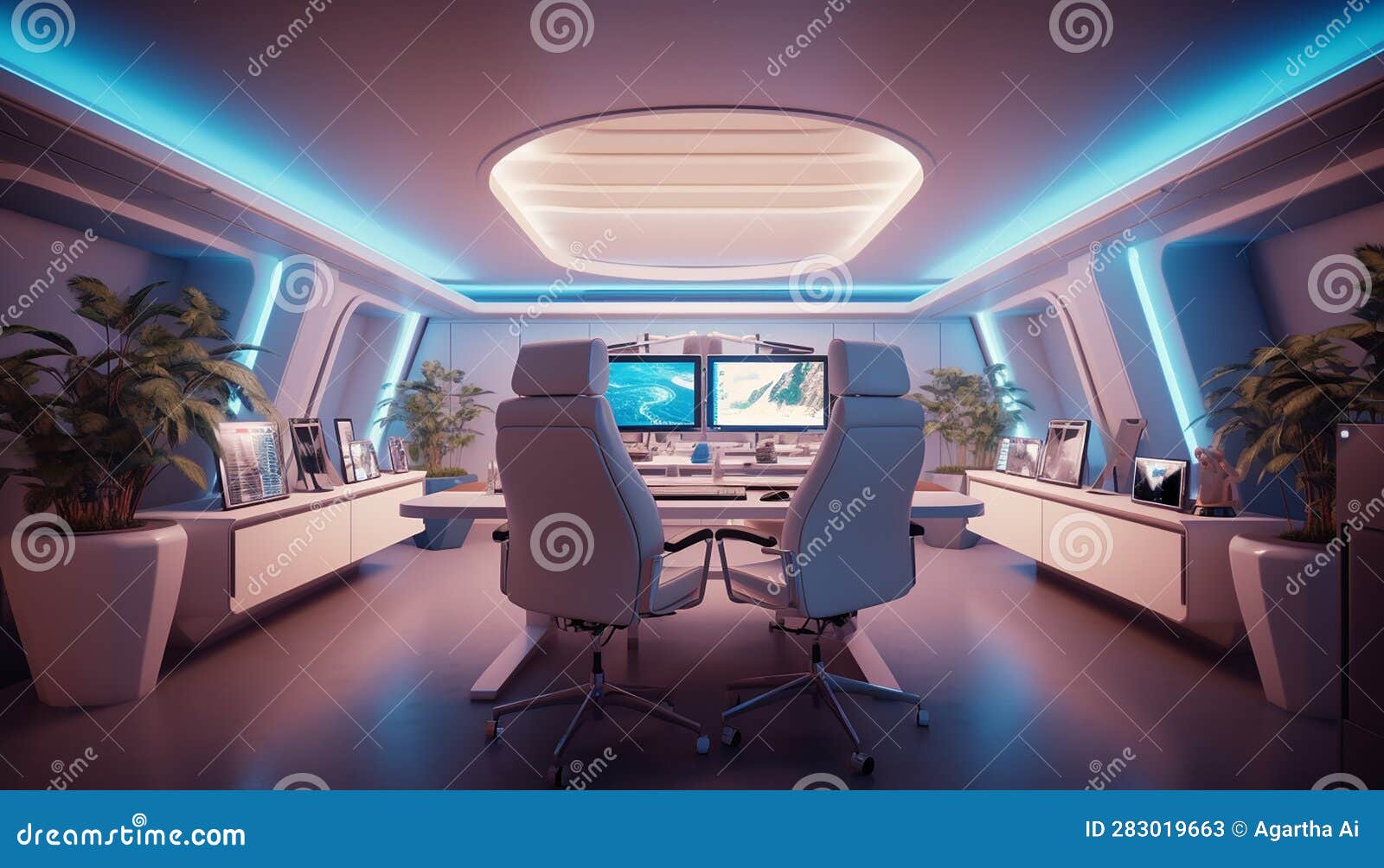 Minimalistic Futuristic Office Design with Simple Concept Created with ...