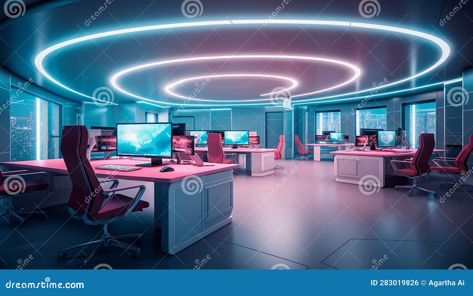 Minimalistic Futuristic Office Design with Simple Concept Created with ...