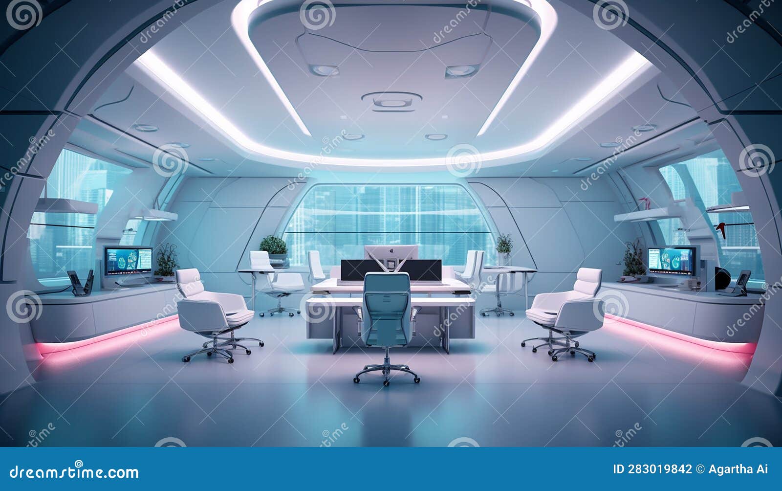 Minimalistic Futuristic Office Design with Simple Concept Created with ...