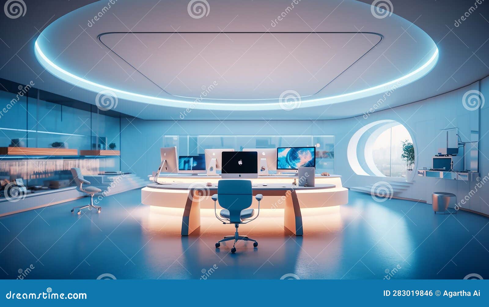 Minimalistic Futuristic Office Design with Simple Concept Created with ...