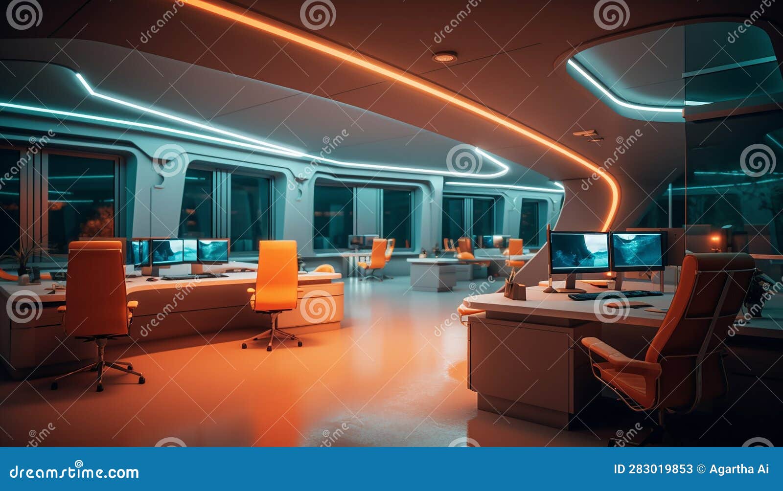 Minimalistic Futuristic Office Design with Simple Concept Created with ...