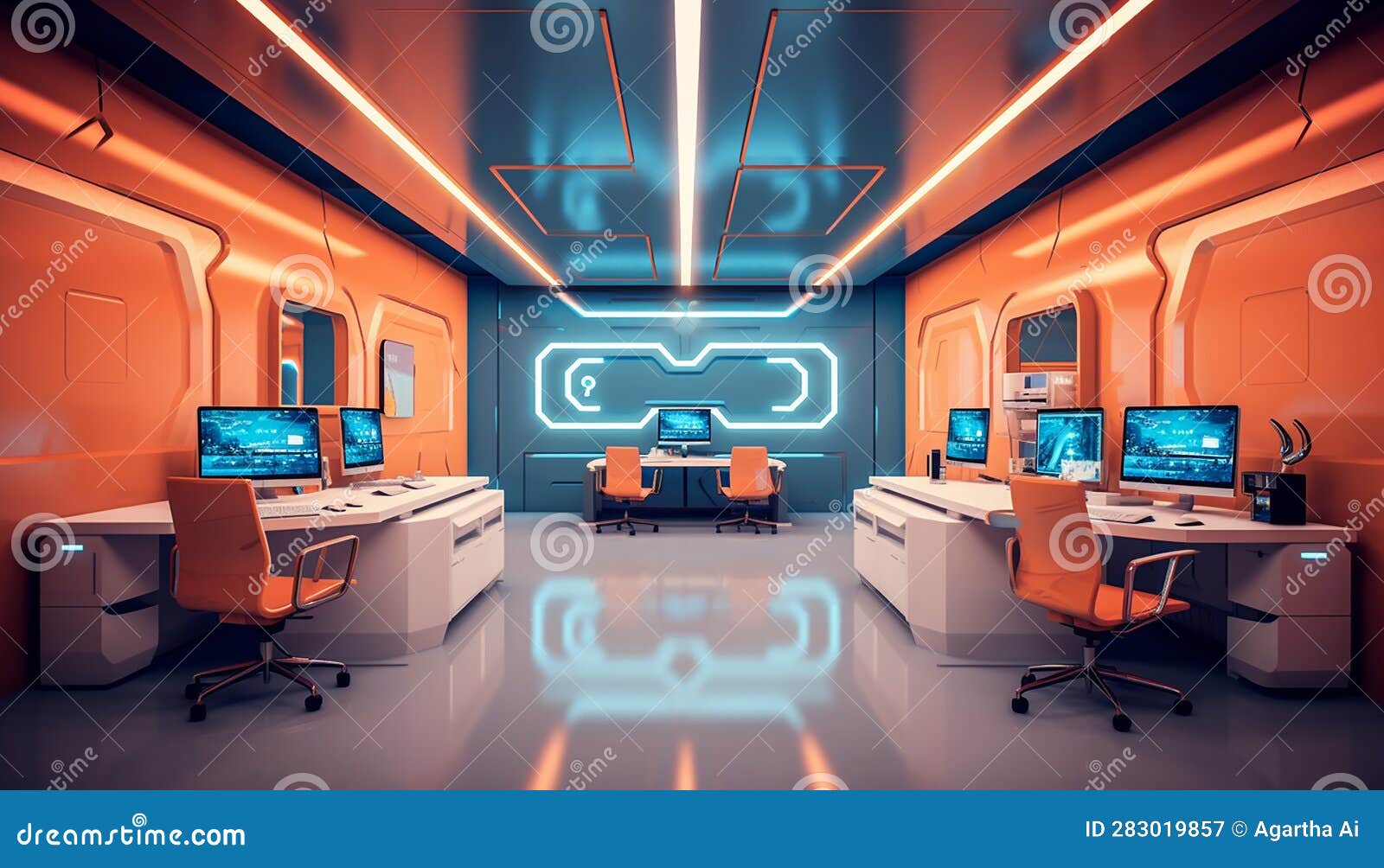 Minimalistic Futuristic Office Design with Simple Concept Created with ...