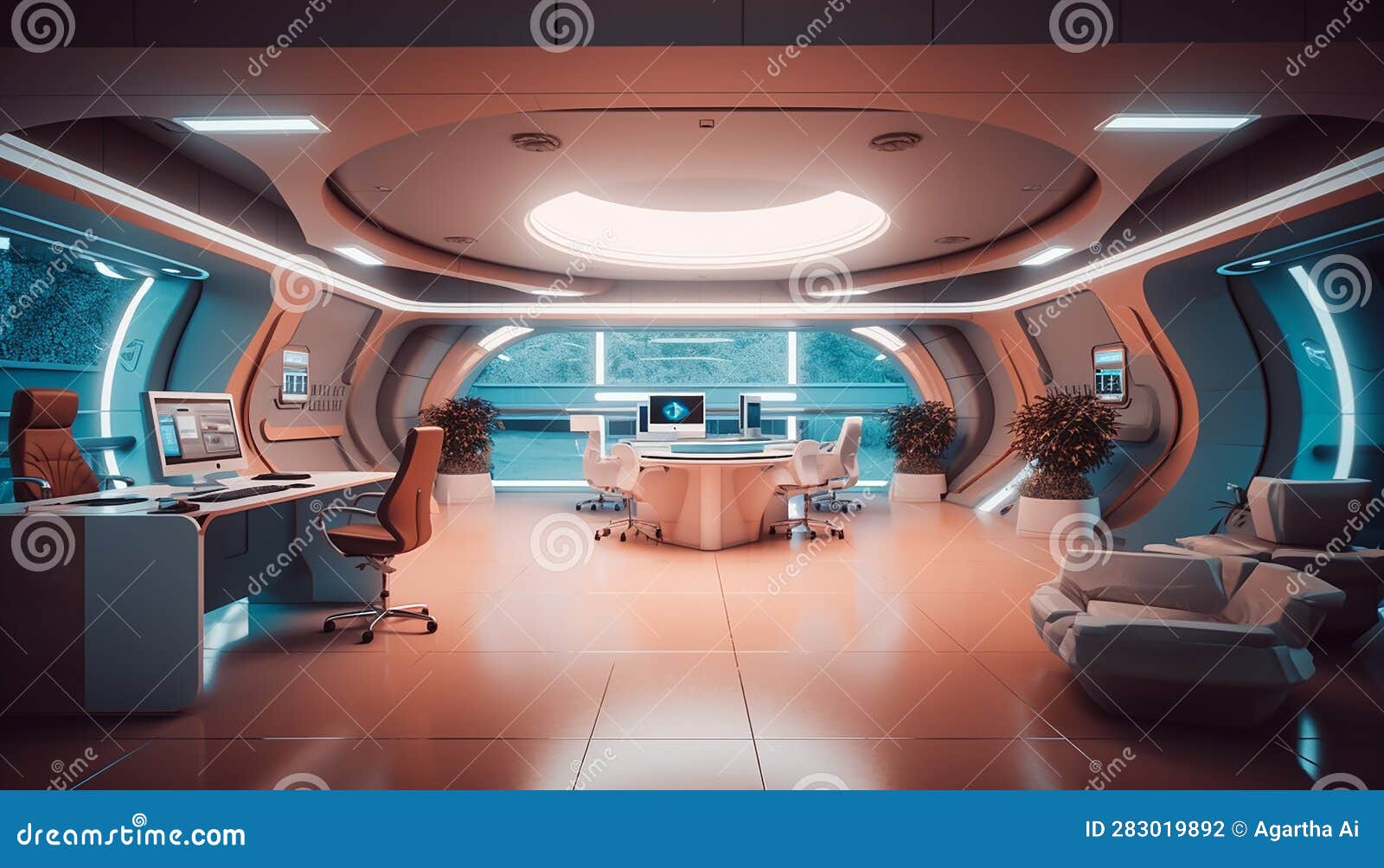 Minimalistic Futuristic Office Design with Simple Concept Created with ...
