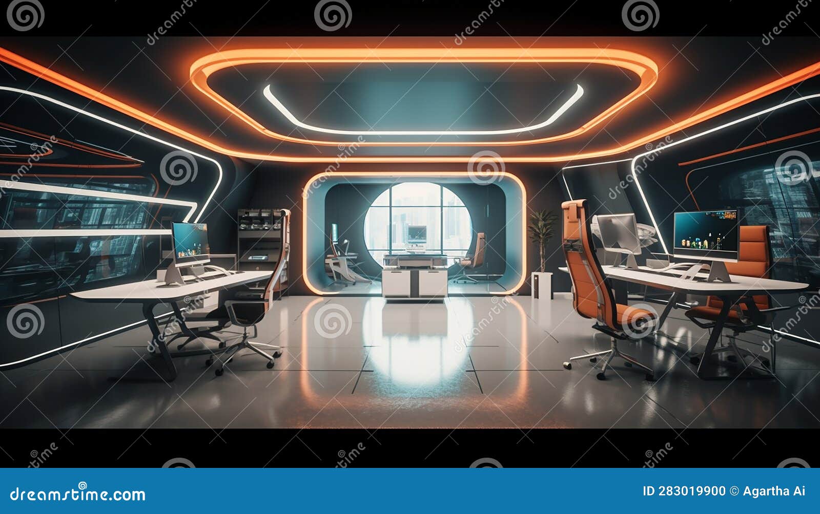 Minimalistic Futuristic Office Design with Simple Concept Created with ...