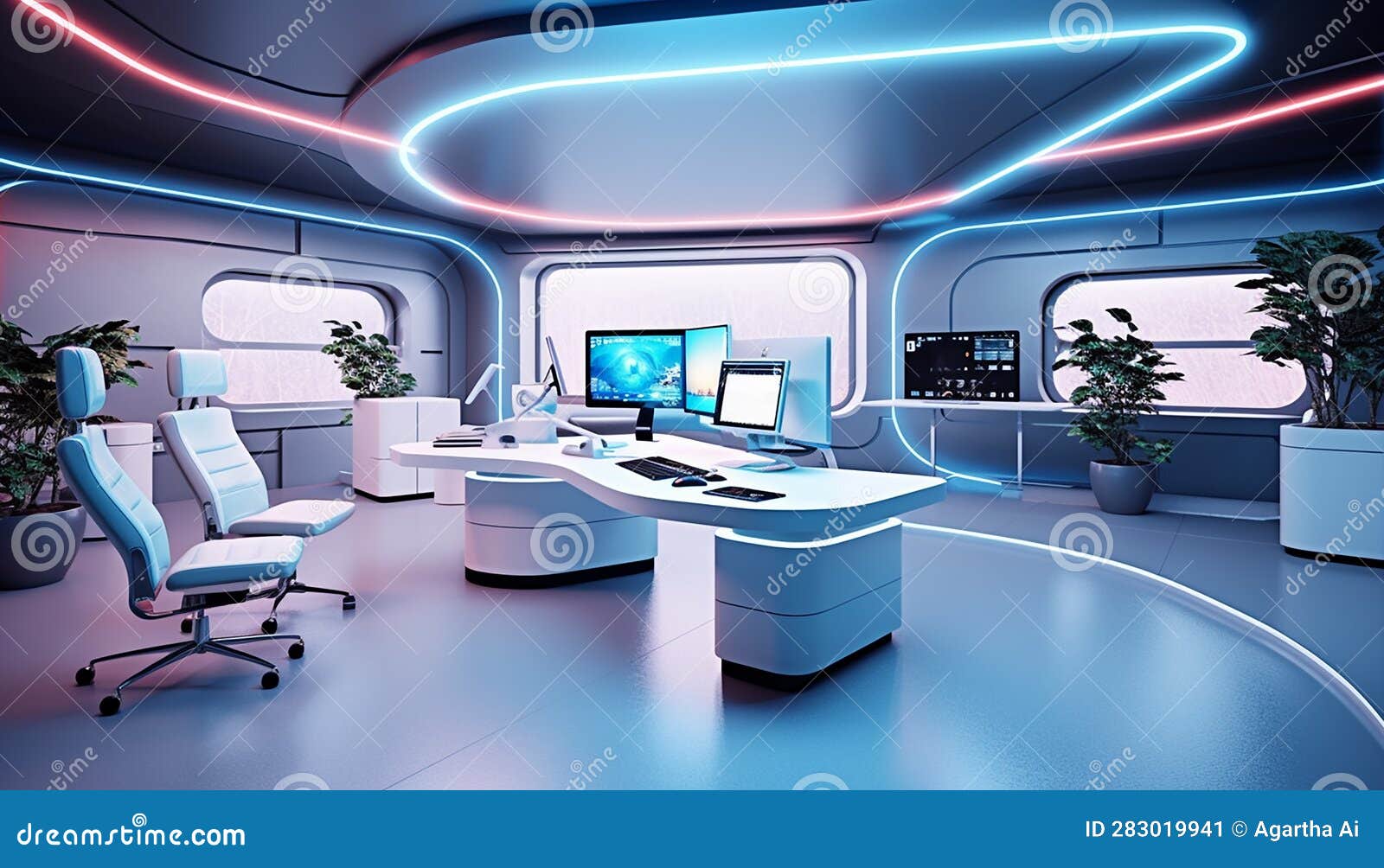 Minimalistic Futuristic Office Design with Simple Concept Created with ...