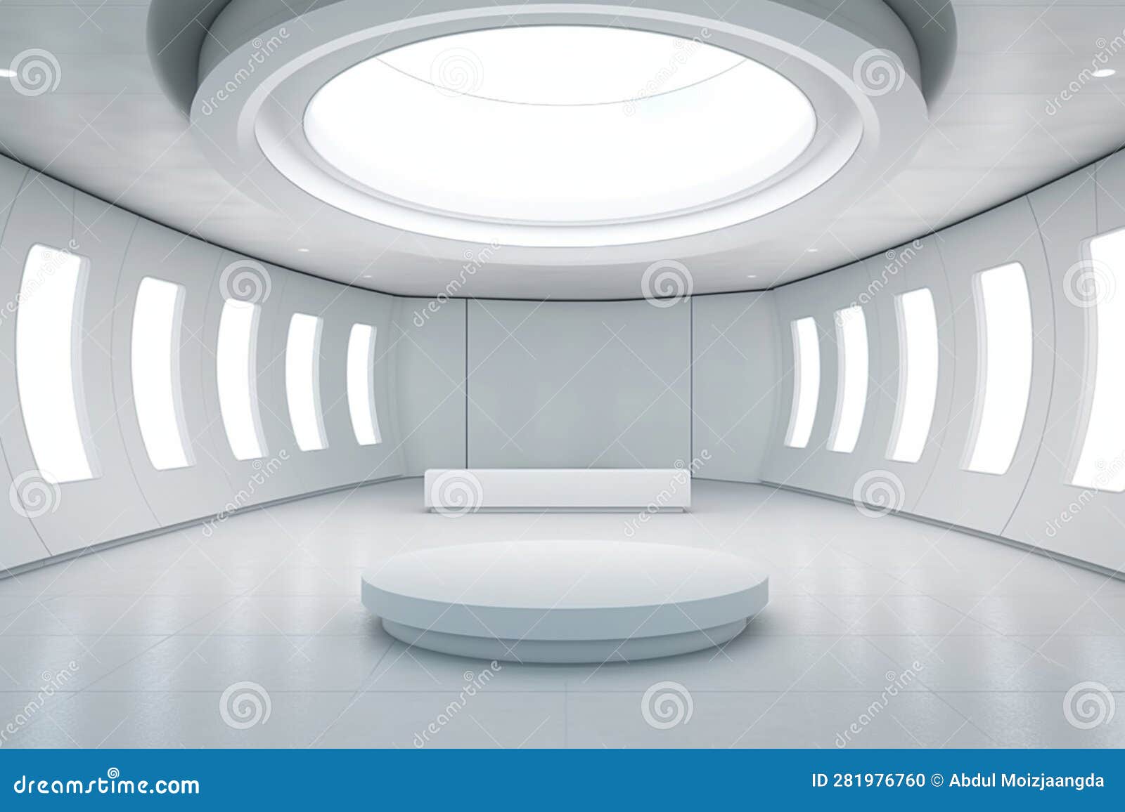Minimalistic and Futuristic Round Room with an Empty Interior Design ...