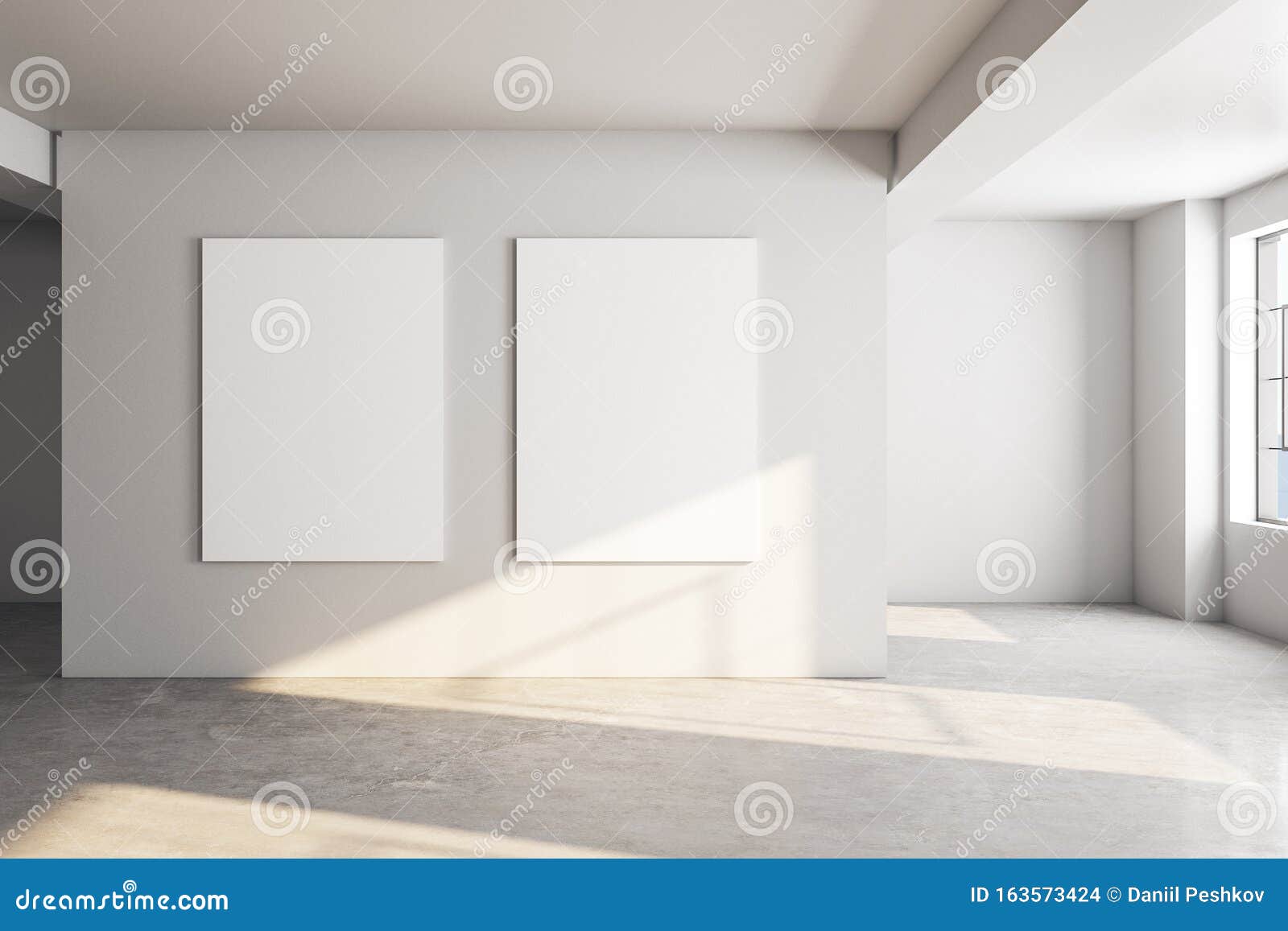 Minimalistic Gallery Interior Stock Illustration - Illustration of ...