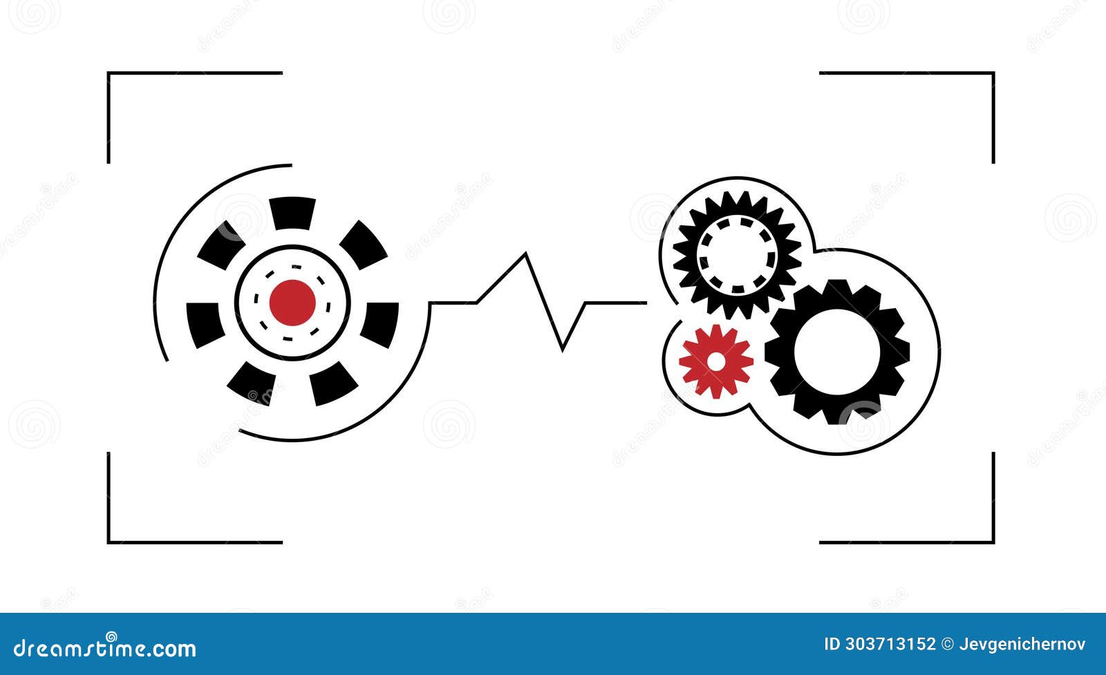Minimalistic Gear Tech Line Art Stock Illustration - Illustration of ...