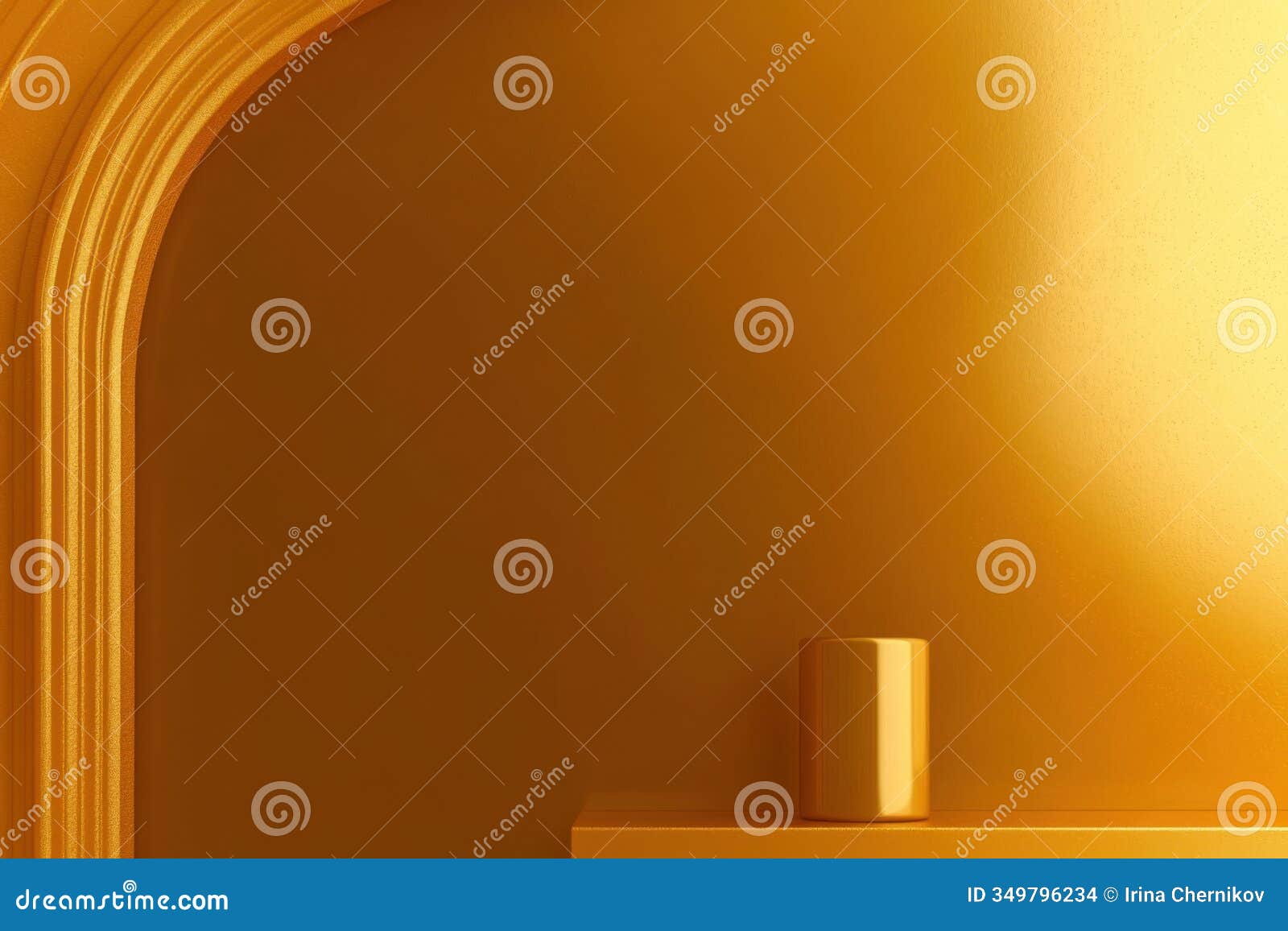 Minimalistic Golden Scene with Smooth Cylindrical Object and Elegant ...