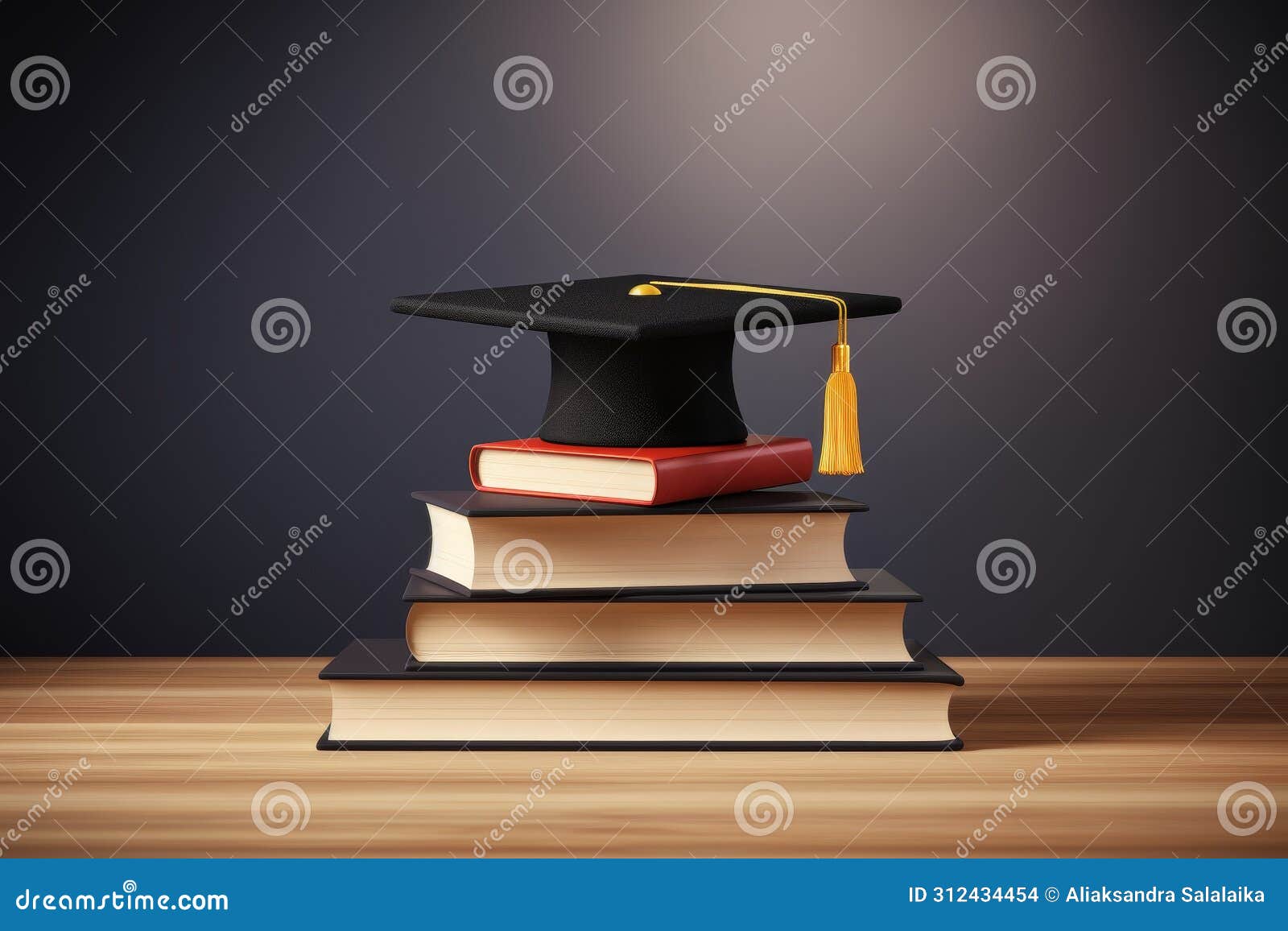 Minimalistic Graduation Cap Placed on Top of a Stack of Books, Simple ...