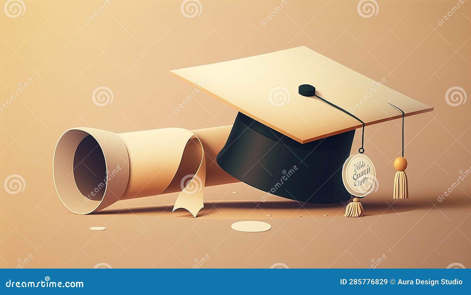 Minimalistic Graduation Cap and Scroll Illustration. Generative AI ...