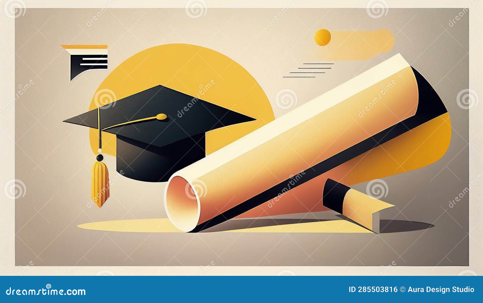 Minimalistic Graduation Cap and Scroll Illustration. Generative AI ...