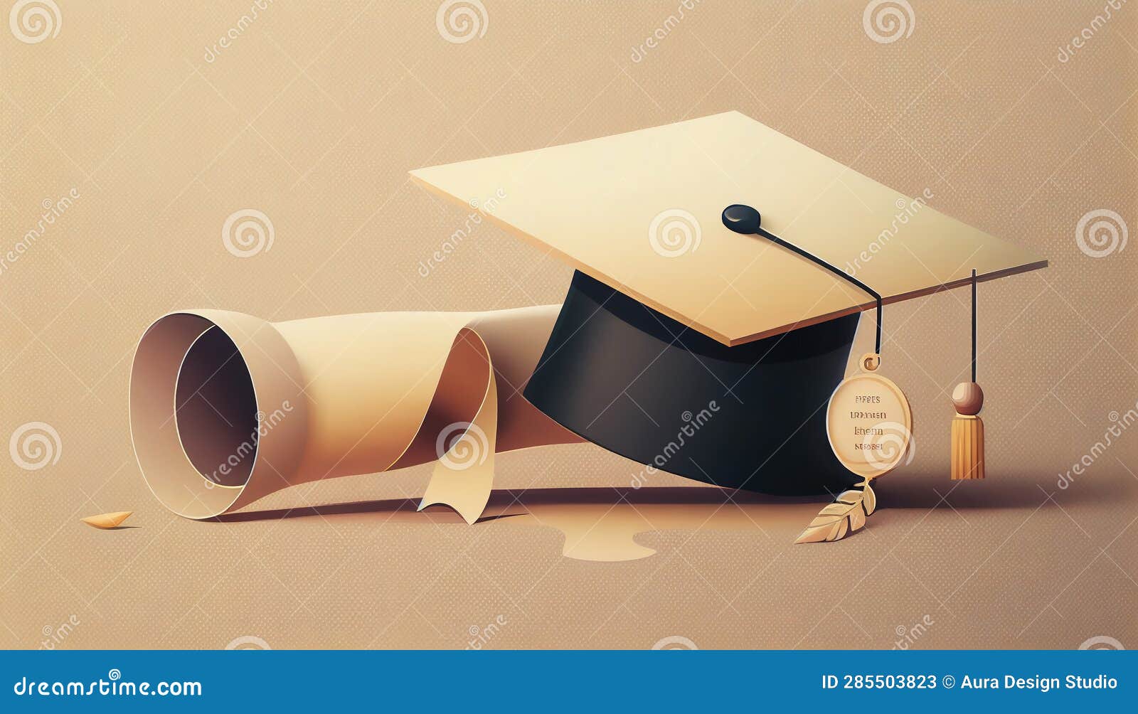 Minimalistic Graduation Cap and Scroll Illustration. Generative AI ...