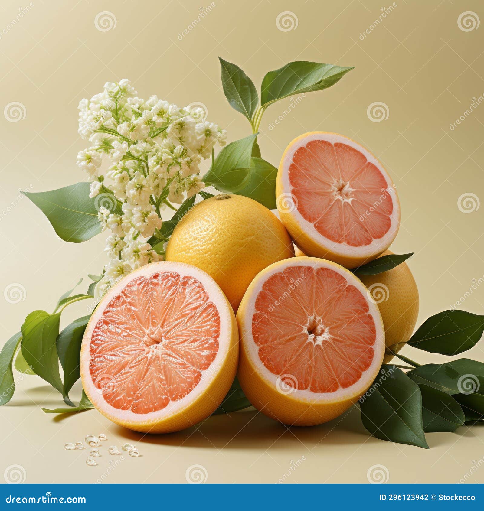 Minimalistic Grapefruit Design on Light Yellow Background Stock ...
