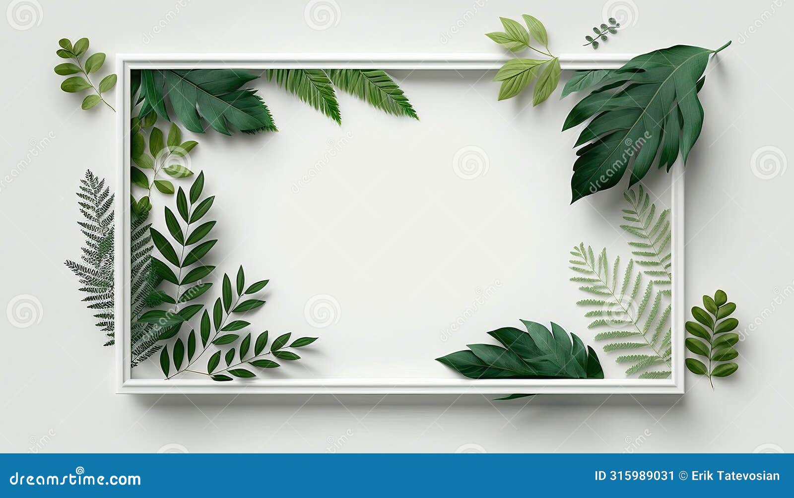 Minimalistic Green Rectangular Frame on a White Background with Green ...