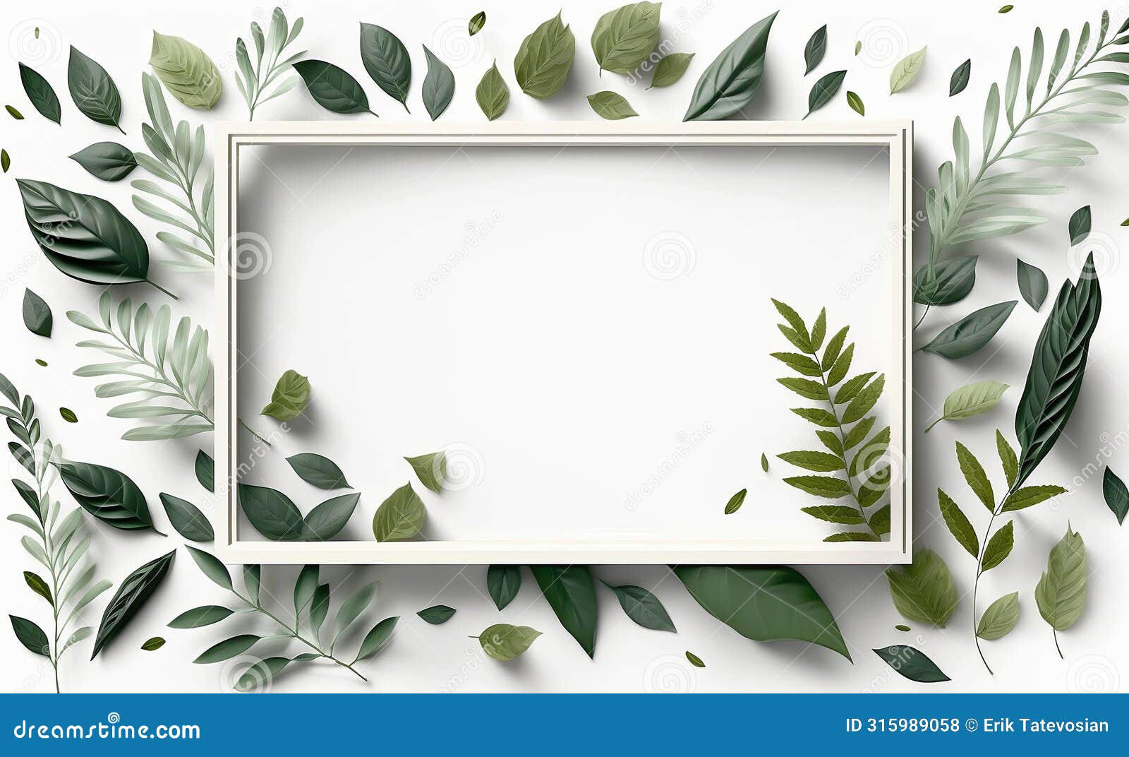 Minimalistic Green Rectangular Frame on a White Background with Green ...