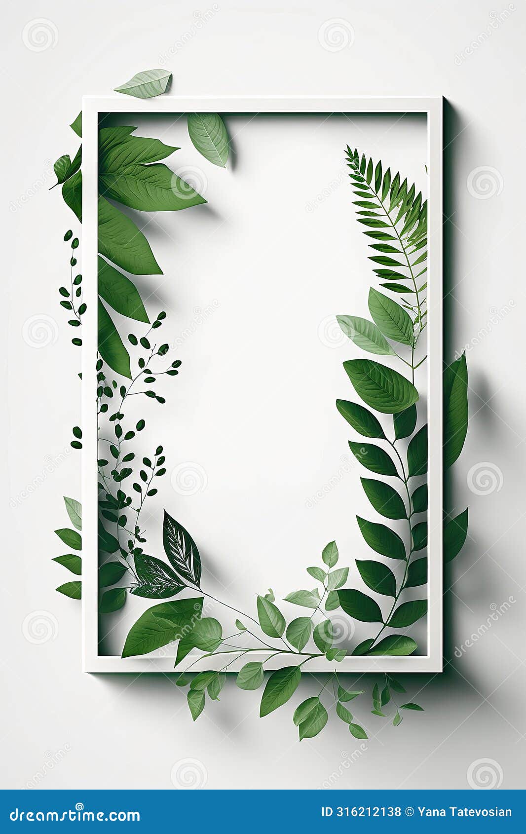 Minimalistic Green Rectangular Frame on a White Background with Green ...