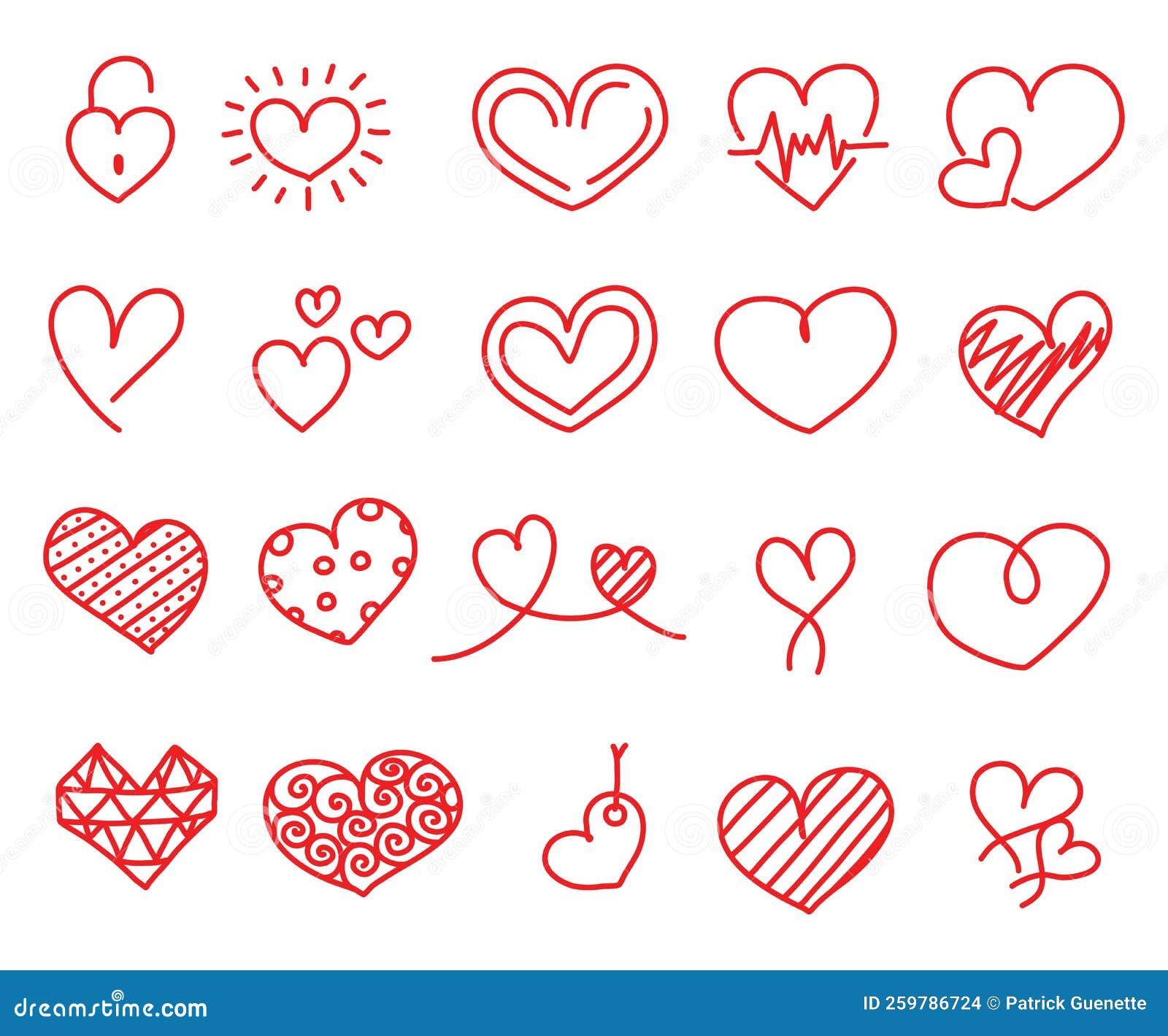 Minimalistic hearts, icon stock vector. Illustration of icon - 259786724