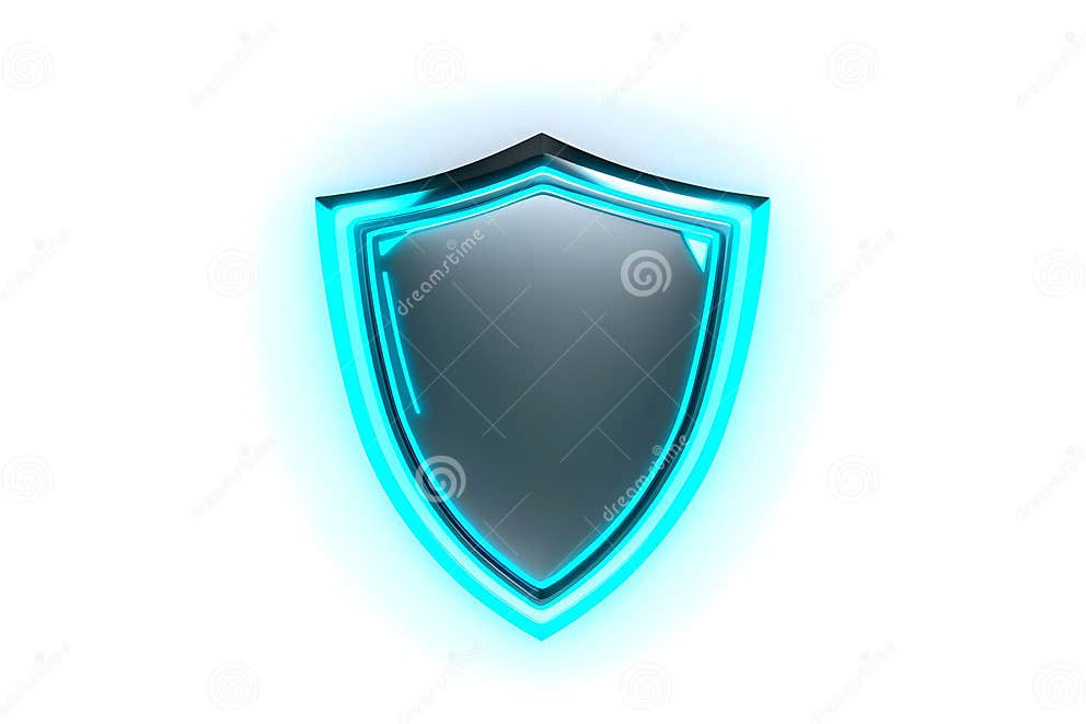Minimalistic High-Tech Shield Icon with Striking Blue Highlights for ...