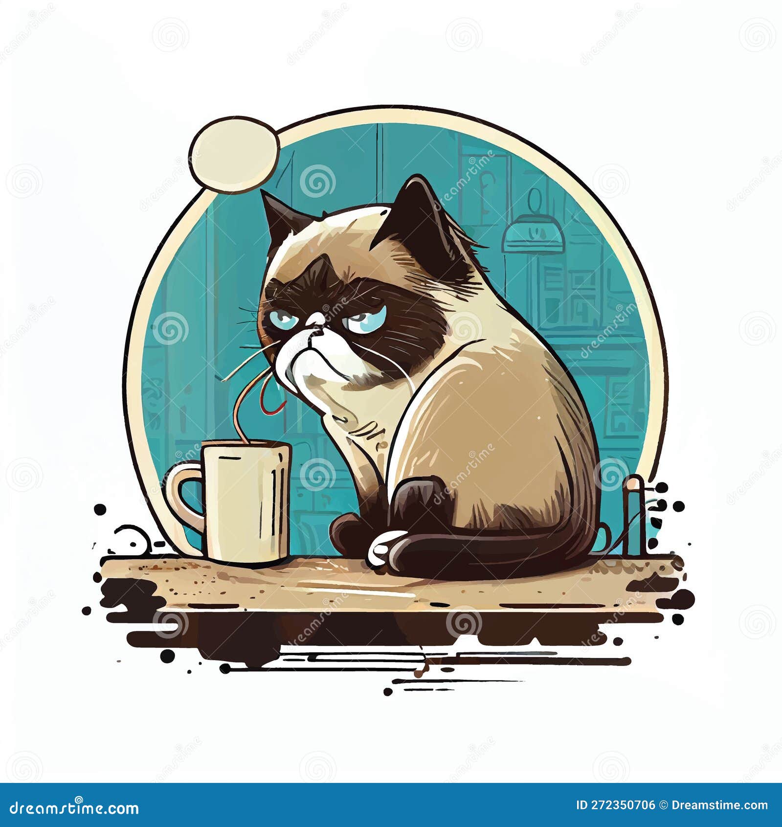 Minimalistic Illustration of Character of Cat. Bad Morning Stock ...