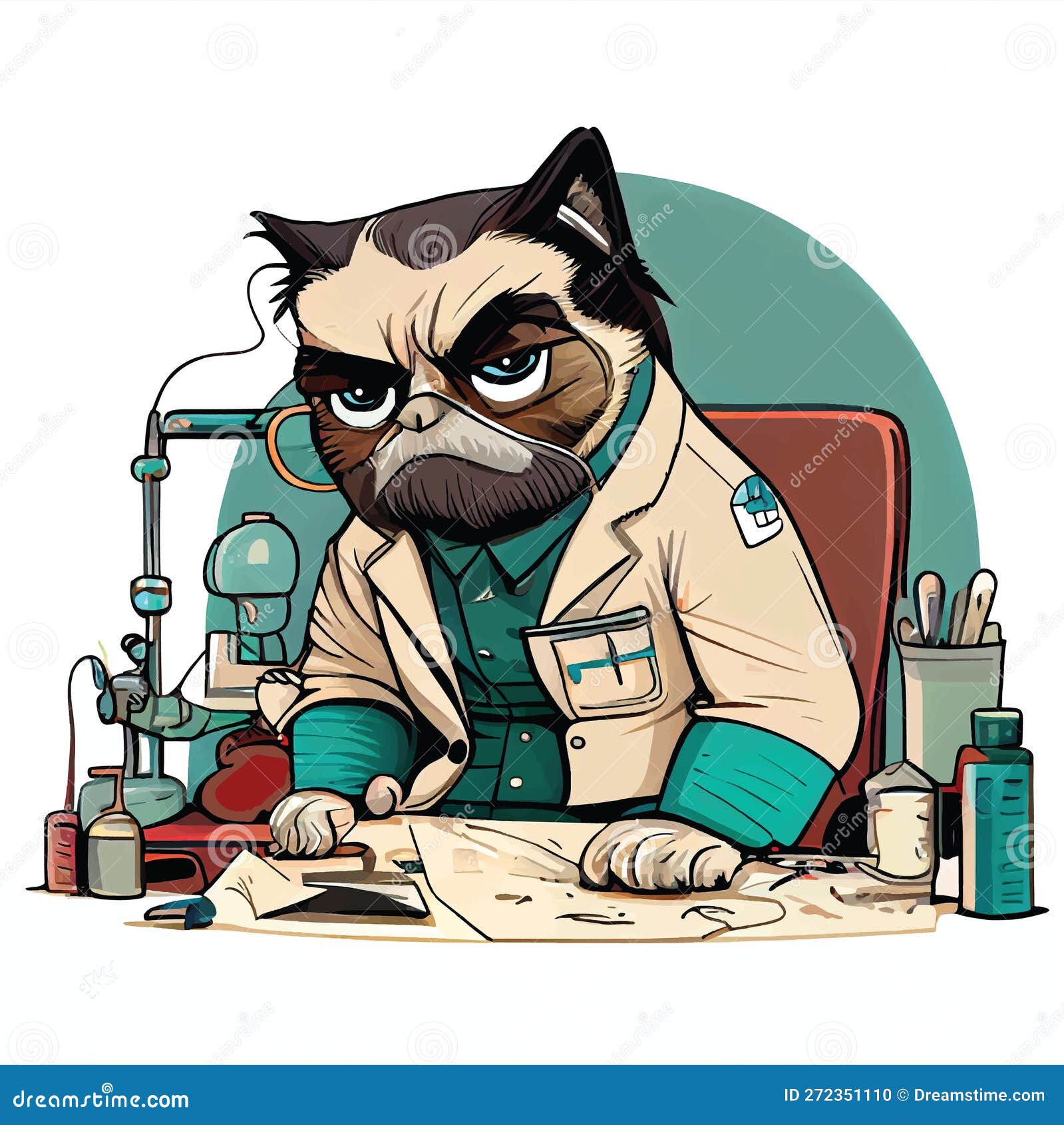Minimalistic Illustration of Character of Cat. Doctor Stock ...