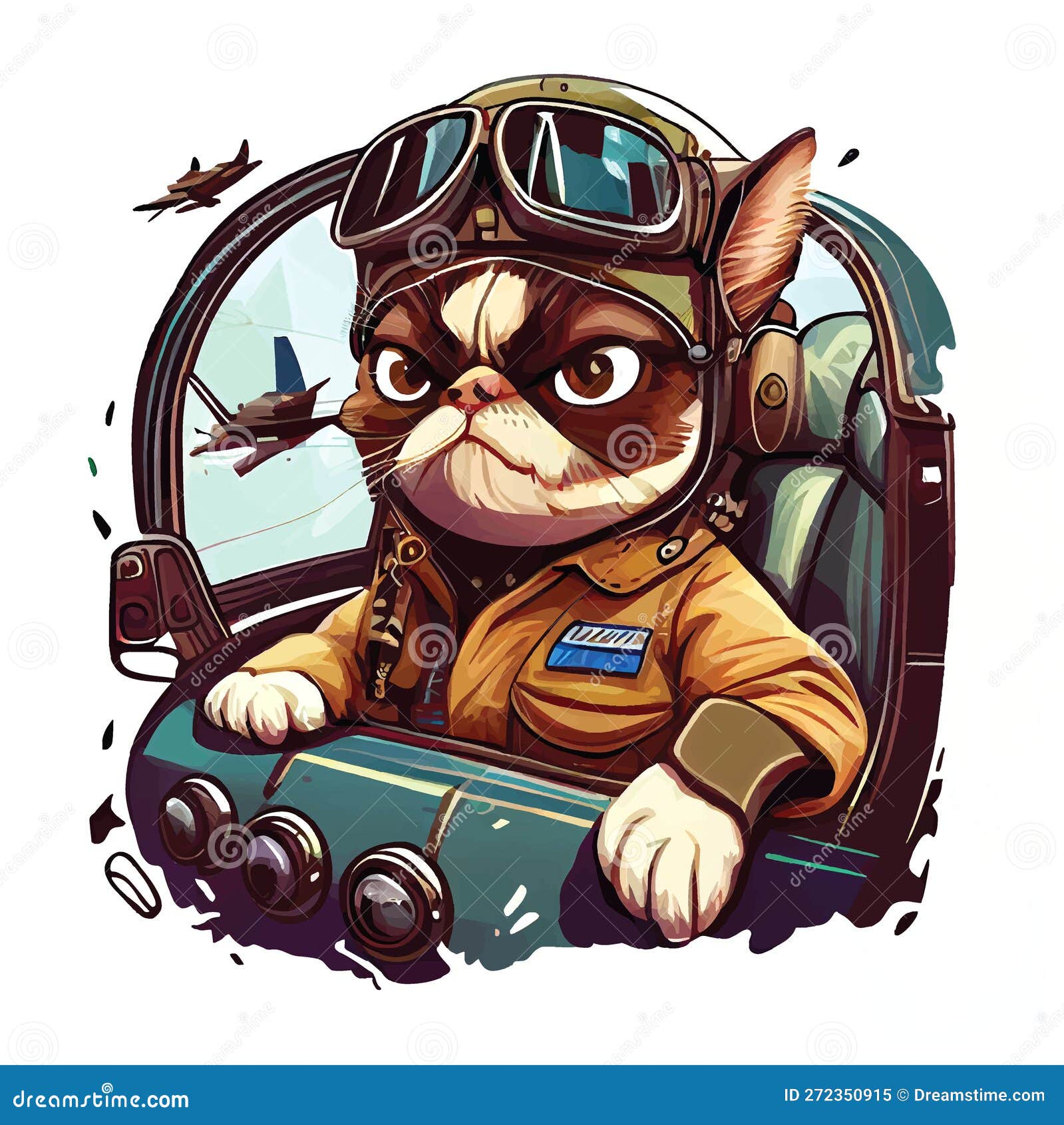 Minimalistic Illustration of Character of Cat. Pilot Stock Illustration ...