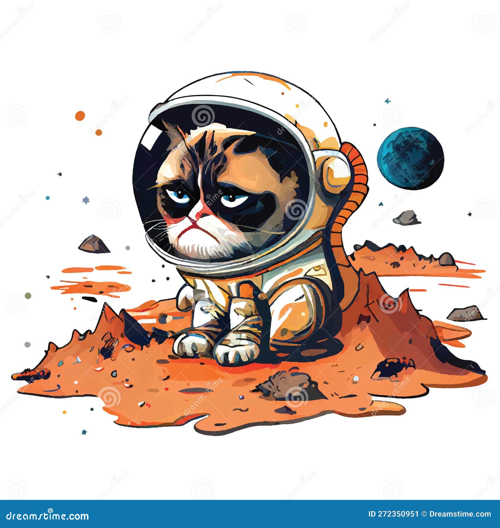 Minimalistic Illustration of Character of Cat. Spaceman Stock ...