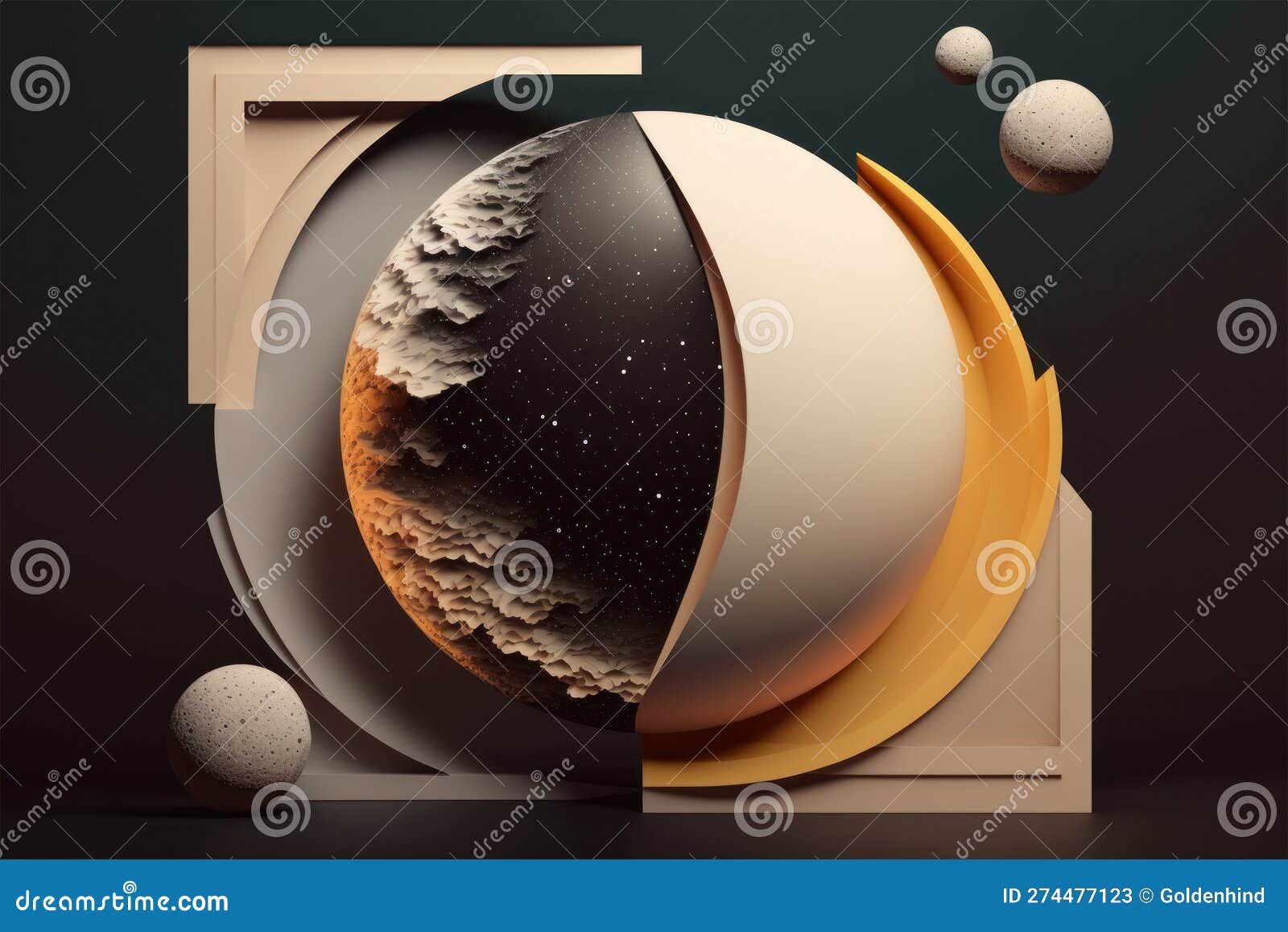 Minimalistic Illustration with Different Space Objects, Abstract ...