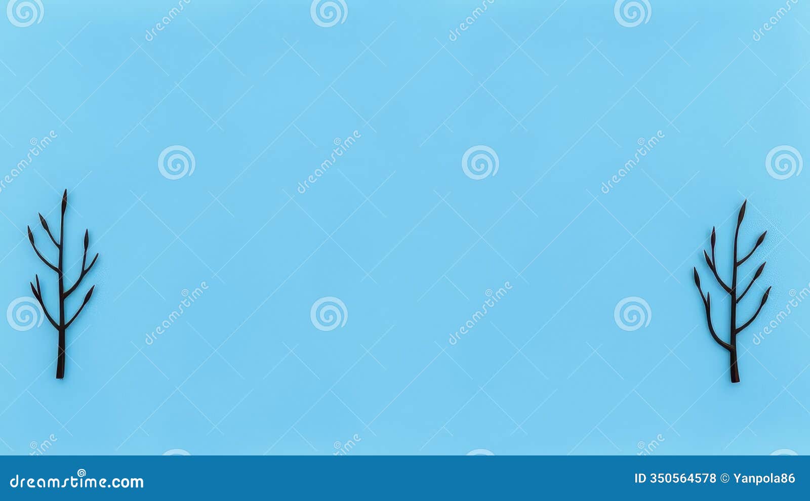 Minimalistic Illustration of Two Bare Trees on a Blue Background ...