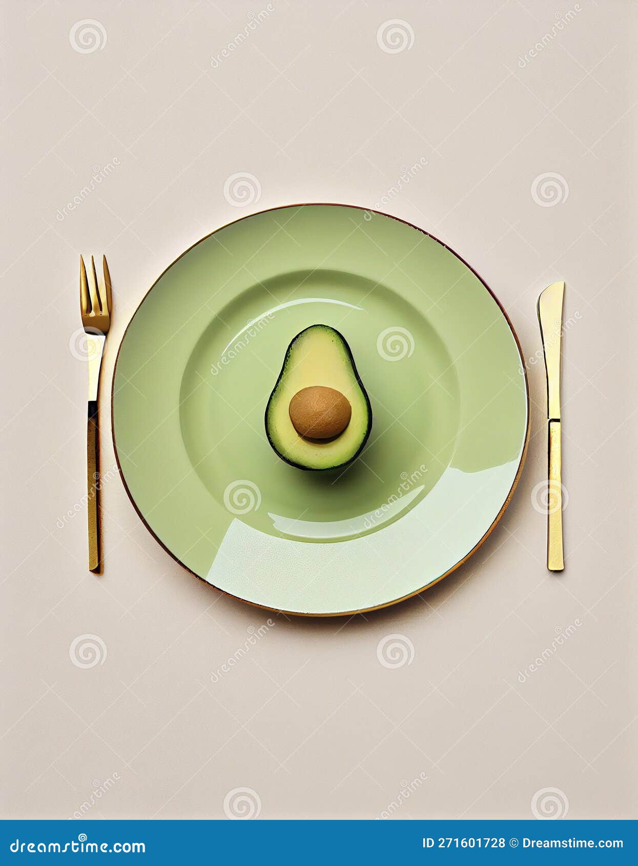 Minimalistic Image of Avocado at Plate, Generative AI Stock ...