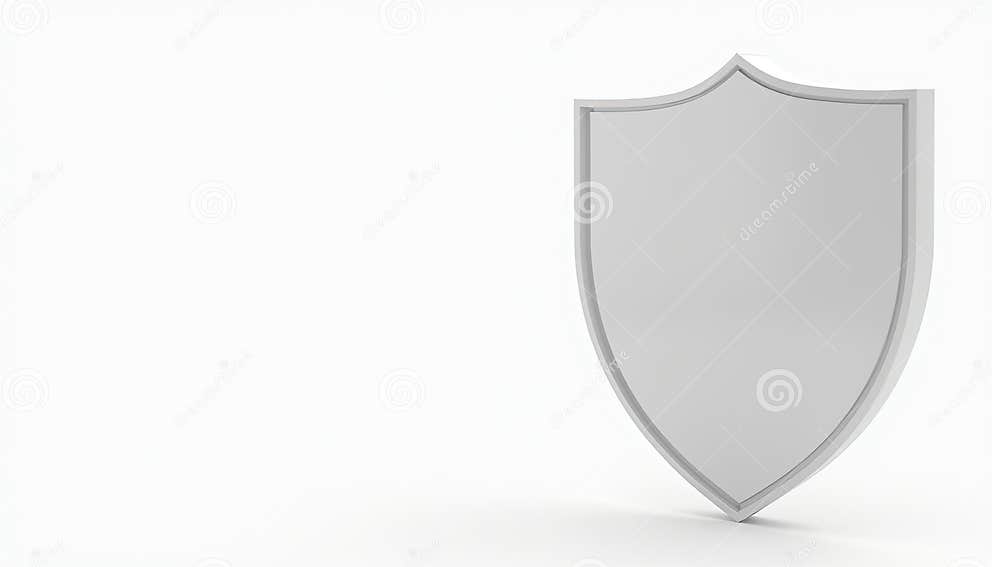 Minimalistic Image of a Gray Shield on a Plain White Background. Stock ...