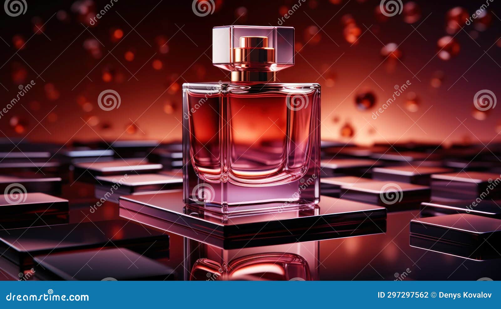 Minimalistic Image of a Red Perfume Bottle in the Center with Studio ...
