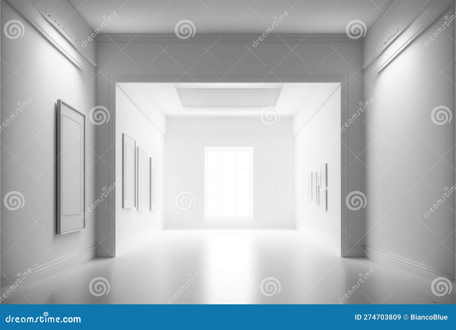 Minimalistic Interior Design with Plain White Room of Museum Stock ...