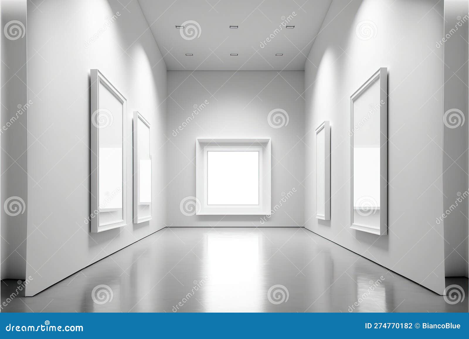 Minimalistic Interior Design with Plain White Room of Museum Stock ...