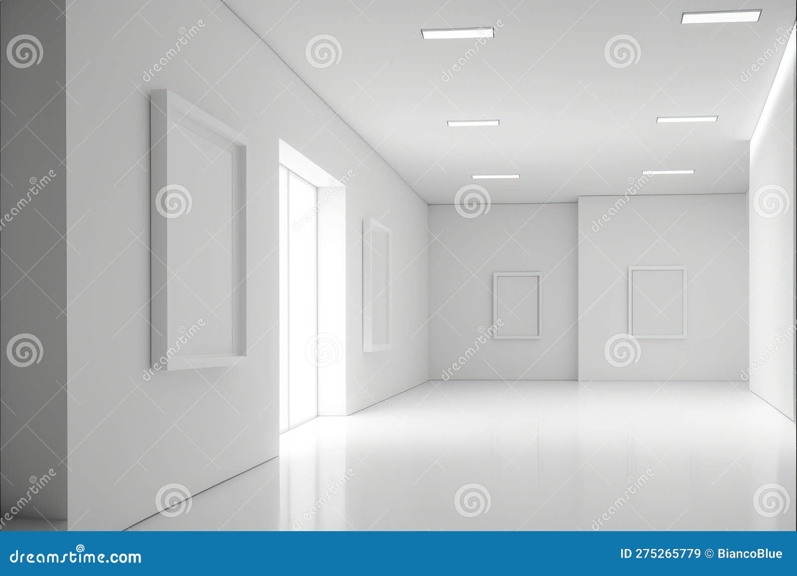 Minimalistic Interior Design with Plain White Room of Museum Stock ...