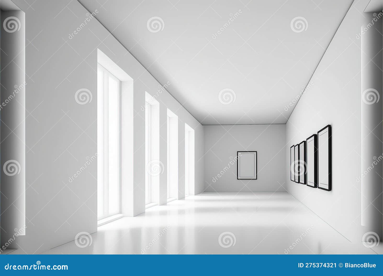Minimalistic Interior Design with Plain White Room of Museum Stock ...